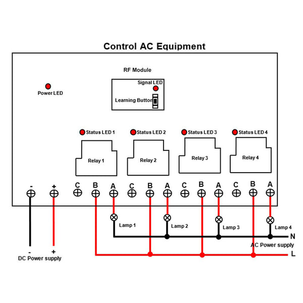 30A Large Load Relay Contact Output Wireless Receiver With Remote ...