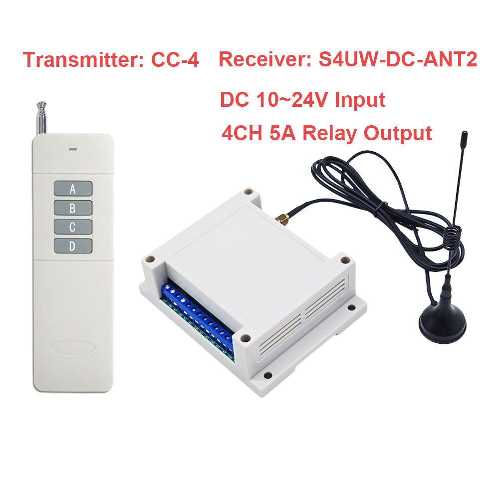 433Mhz RF Transmitter and Receiver Long Distance DC Input & 4CH 5A Relay Output – Wireless ...