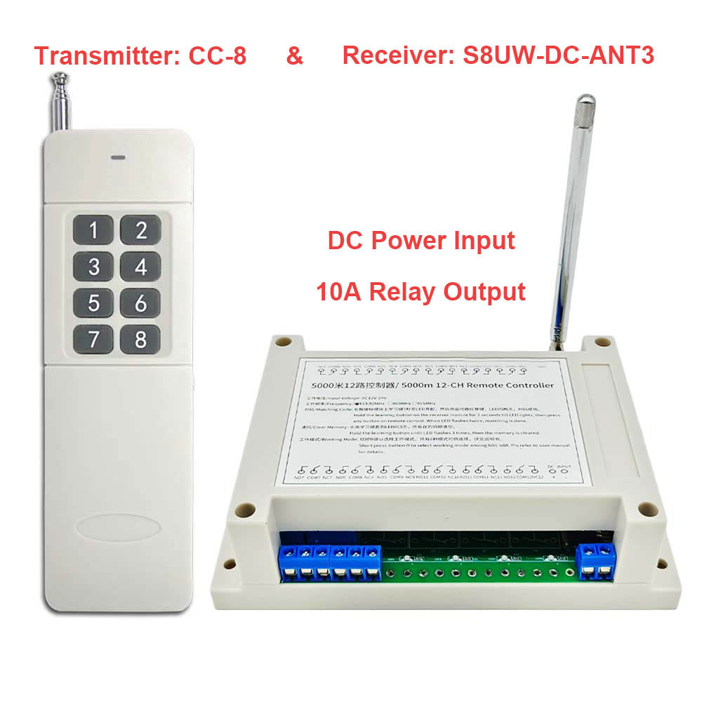 5000 Meters Long Range Wireless Switch with Relay Output and DC Input ...