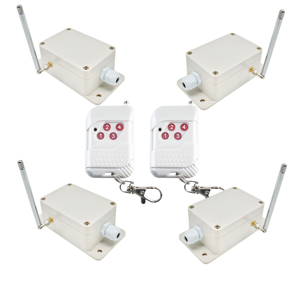 30A Wireless Switch Kit - 2 Remotes & 4 RF Receivers Dry Contact Relay ...