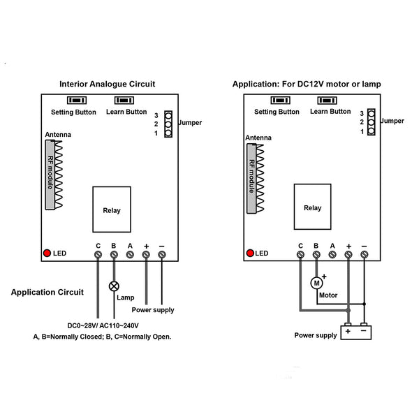 6 Channel DC 500M NO/NC Wireless Remote Receiver Transmitter With Dela ...