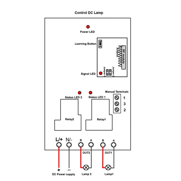 100M 2 Channels DC Output 30A Working Current Remote Control Switch ...