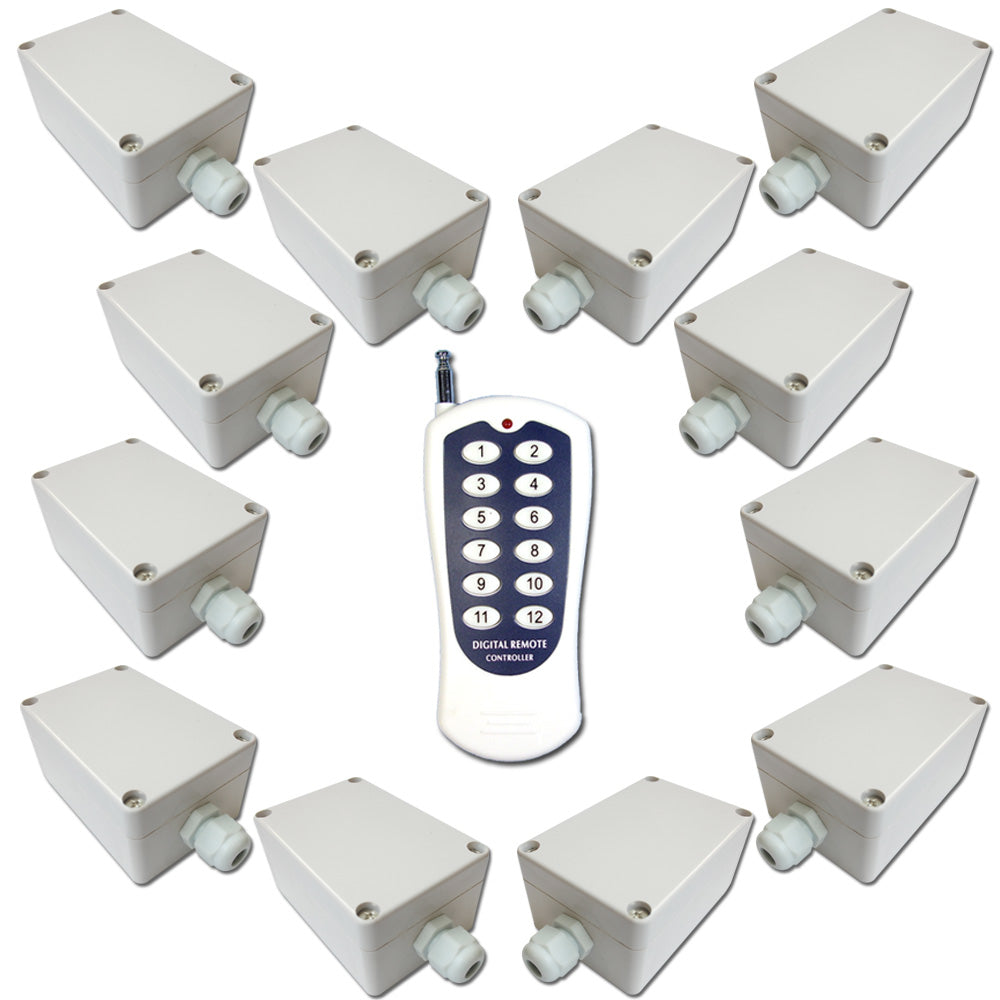 12Ways Remote Control 12 Receivers AC Waterproof Remote Control System ...